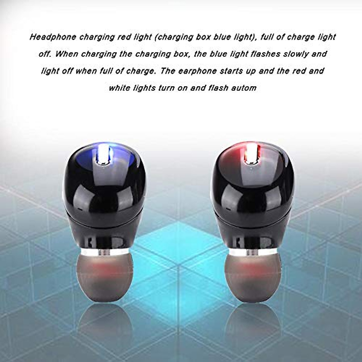 Mini Bluetooth Earbud, Mini Invisible Wireless Headset, 110H Long Standby Time, in Ear Headphones with Mic and Charging Box for iPhone, for Samsung, for Android, for Mac and Other Phones (Black)