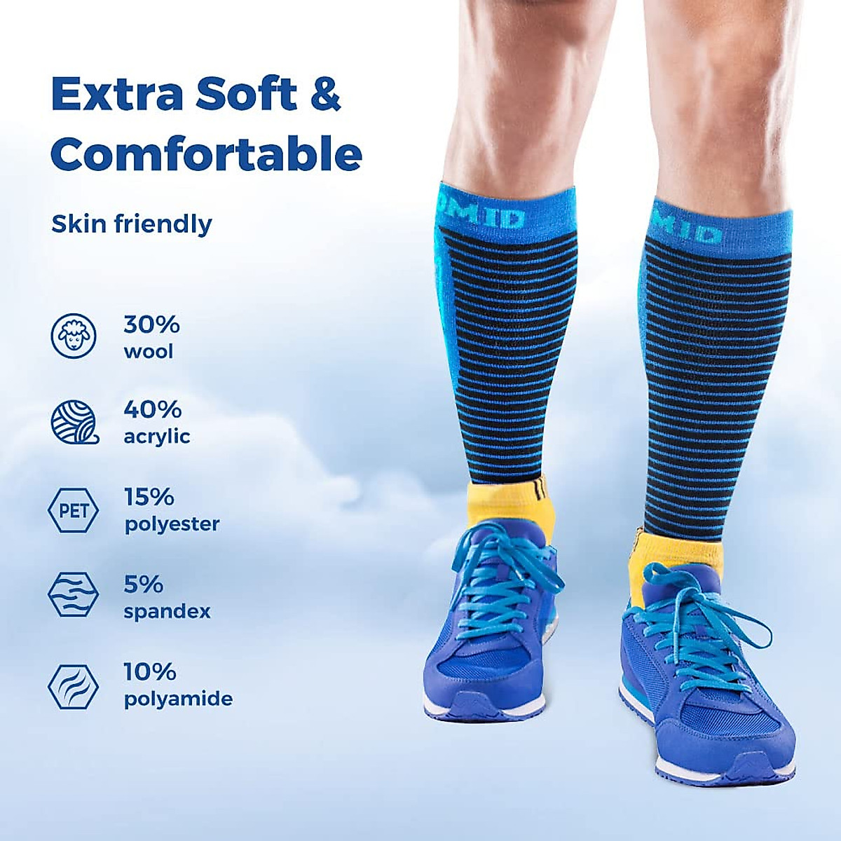 OMID Ski Socks, Merino Wool Snow Socks Long OTC Snowboard Socks Non-Slip Cuff Warm Socks for Men Women Skiing/Snowboarding