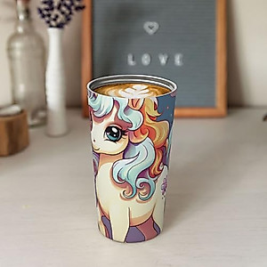 GTKSYNVE Reusable Coffee Mug with Lid and Handle, Cartoon cute Animal rainbow Tumbler for Hot & Cold Drinks 16oz Stainless Steel Insulated Coffee Tumblers Double Wall Vacuum Thermal Cup