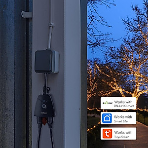 BN-LINK Smart Wi-Fi Plug Outlet, Remote Control by App, Compatible with Alexa and Google Assistant, Weatherproof, Requires 2.4 GHz Wi-Fi, ETL Listed