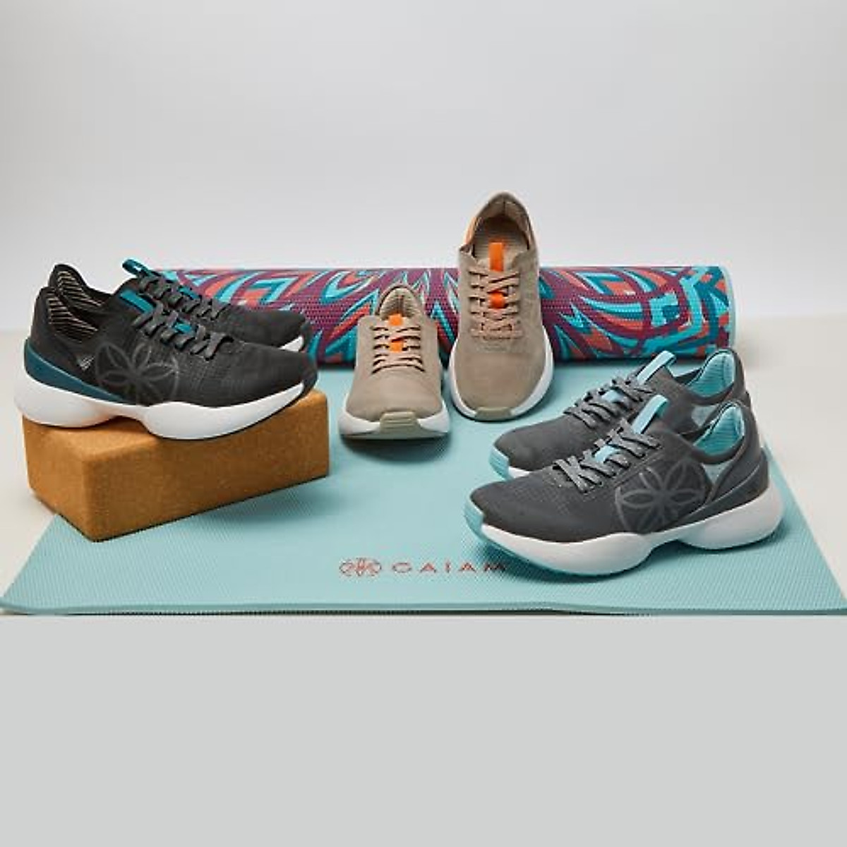 Gaiam Yoga Womens Walking Shoes with Lightweight Breathable Mesh - Casual Comfortable Athletic Tennis Walking Sneakers for Women with Memory Foam - Tan, 9.5 Medium