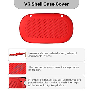 Touch Controller Grip Cover Compatible with Oculus Quest 2, 4 in 1 Silicone Accessories Kit - Handle Sleeve/Shell Protector Cover/Face Silicone Cover/Protective Lens Cover for Quest 2 Headset (Red)