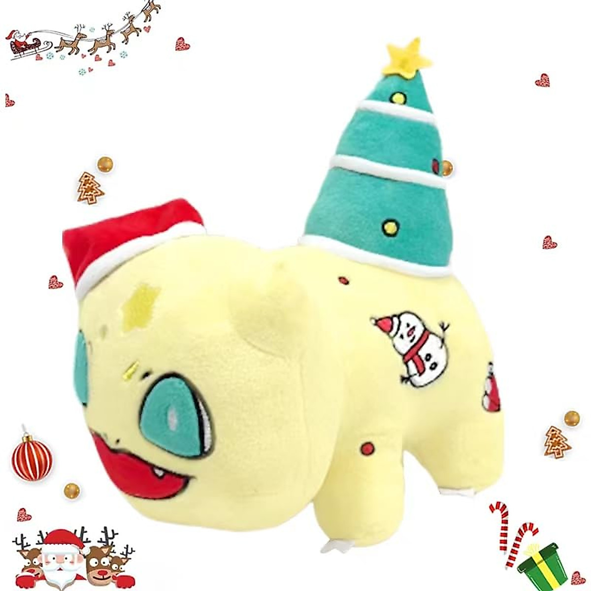 LSYEE Christmas Limited Edition Cute Plant-Like Animal Plush Toy - Christmas Tree on Back & Snowman Design | Perfect for Christmas & Birthday Gifts | Great for Kids | Cartoon Style Plush Toy