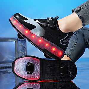 Ehauuo Roller Skates Shoes with USB Charging, Light Up Kid Wheels Shoes Rechargeable LED Flashing Roller Shoes Girls Boys Sneakers for Birthday Christmas Children Gift