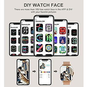 Iaret Smart Watch for Women(Call Receive/Dial), Fitness Tracker Waterproof Smartwatch for Android iOS Phones 1.7" HD Full Touch Screen Digital Watches with Heart Rate Sleep Monitor Pedometer, White
