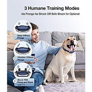 Bousnic Dog Training Collar - Shock Collar for Large Medium Dogs (15-140Lbs) with 2000ft Remote Waterproof Rechargeable E-Collar with Beep Vibration Safe Shock Modes, No Prongs No Shock for Optional