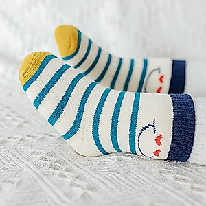 Fly love Toddler Winter Socks Kids Wool Hiking Socks Boys Girls Warm Thick Cotton Boot Crew Socks 5pairs (1-2 Year, Style C (4 Pairs))