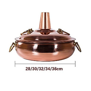 Chafing Dishes Induction Cooker Copper Hot Pot, Thickened Clear Soup Pot Mandarin Duck Pot Induction Cooker Gas Universal Copper Pot Household Copper Hot Pot (Color : B, Size : 28cm)