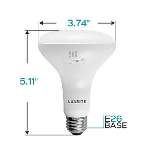 LUXRITE 6-Pack BR30 LED Bulb, 65W Equivalent, 3 Colors 2700K | 3000K | 5000K, Dimmable, 850 Lumens, LED Flood Light Bulbs, 10W, Damp Rated, Indoor/Outdoor - Living Room, Kitchen, and Recessed