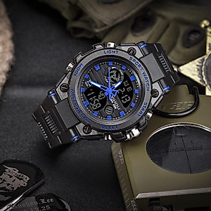 Yihou Men's Military Watch Outdoor Sports Electronic Watch Tactical Army Wristwatch LED Stopwatch Waterproof Digital Analog Watches
