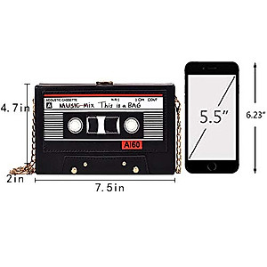 Reberomantic Women Retro Radio Shape Crossbody Bag PU Leather Vintage Evening Clutch Purses (T-Black)