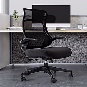 FLEXISPOT OC2 Comfy Office Chair Ergonomic Back Support Home Office Desk Chairs Comfortable Computer Chair with Flip-up Arm Rest Comfy Chair for Living Room/Bedroom/Study(Black)