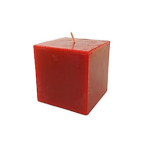 Homeford Square Unscented Pillar Candle, 3-Inch (Red)