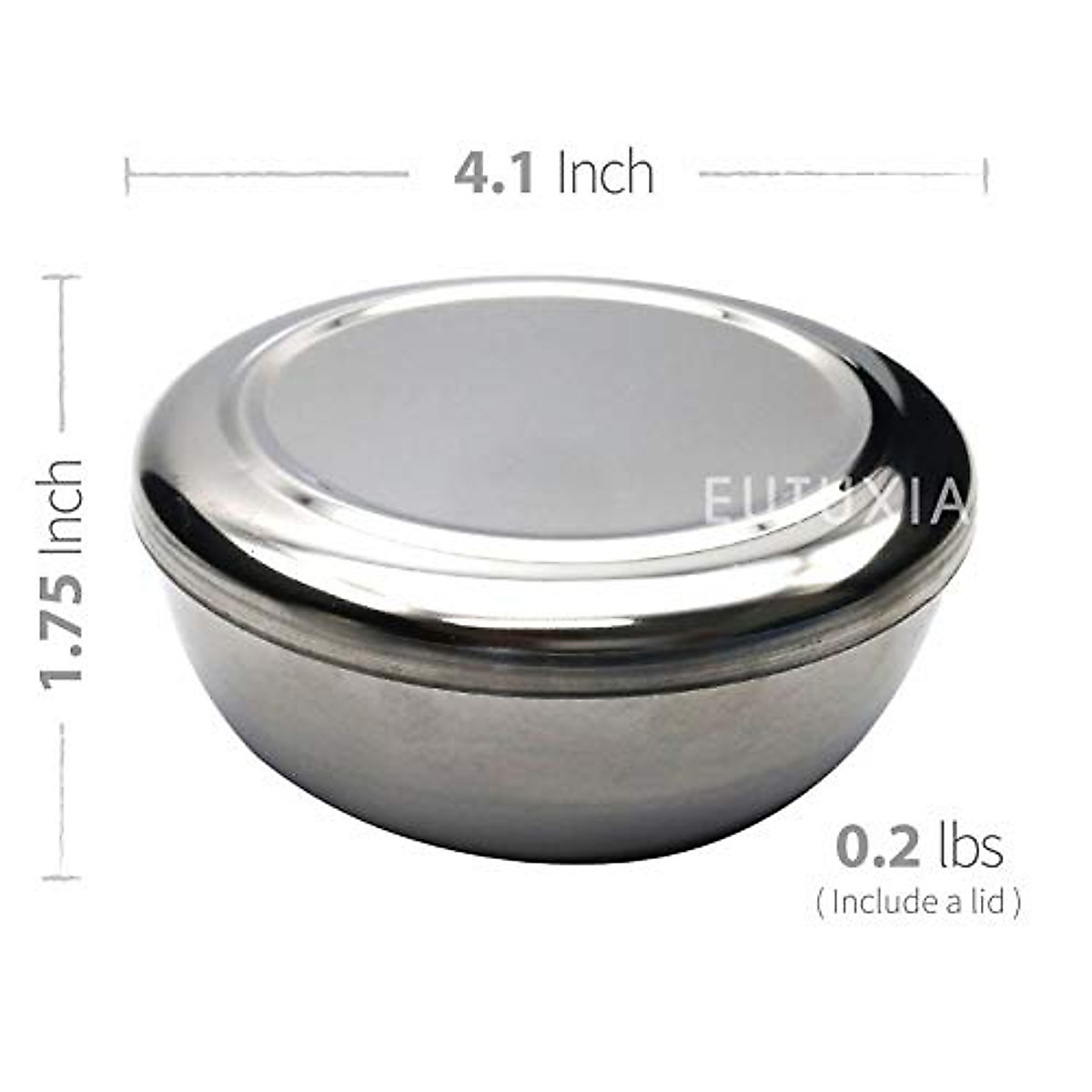 Eutuxia Korean Stainless Steel Rice Bowl + Lid, Set of 4. Traditional, Round & Unbreakable. Keep Rice or Soup Warm w/Metal Bowl. Made in Korea. 스텐밥공기