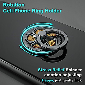 Anti-Anxiety Finger Ring Stand, ebulous 360° Rotation Spinner Mobile Cell Phone Ring Stand Holder with Grip Kickstand Universal [Washable/Reusable] for iPhone/iPad/Samsung Note/Tablets etc (Gold)…