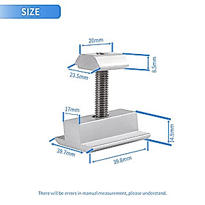 Solar Panel Mid Clamps Panel with Hex Socket Head Cap Bolts Spring Washer and Slider Nut Solar Mid Clamp for Solar Panel Mounting,4 Sets