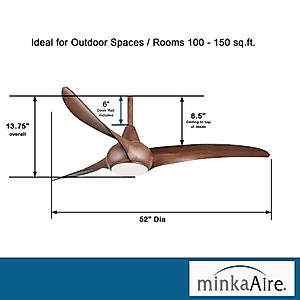 Minka-Aire F844-DK Light Wave 52" Ceiling Fan, Distressed Koa with Remote and Additional Wall Control