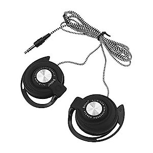 hudiemm0B Wired Earphone, Universal 3.5mm Plug Wired Clip On Ear Sports Earphone Heavy Bass Headphone Black
