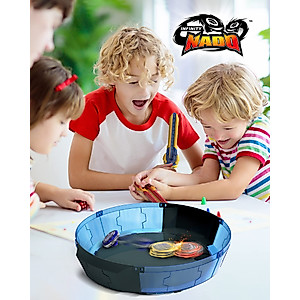 Infinity Nado Stadium - Battling Tops Burst Toy for Boys Grils Age 8-12 - Including Beystadium, 2 Gaming Top Toys, 2 Sword Launcher - Sapphire Blue and Flame Red