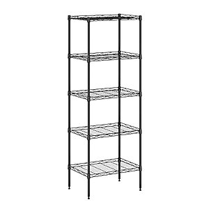 Furinno Wayar 5-Tier Metal Storage Shelf Rack, 17 x 12 x 48, Black