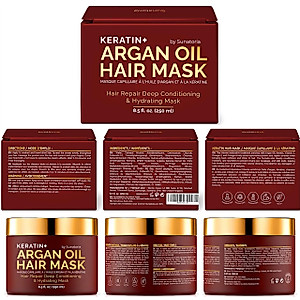 SUNATORIA Hair Mask with Keratin & Argan Oil - Conditioner for Dry, Damaged, Frizzy Hair & Split Ends - Hair Treatment Serum for Hair Repair & Hydrating - 8.5 Fl Oz