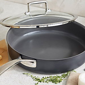 Sur La Table Classic Hard Anodized Ceramic Nonstick Sauté Pan, 5 Qt, Aluminum