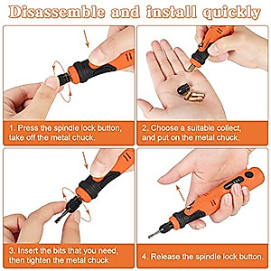 HARDELL 3.7V Cordless Rotary Tool, Rechargeable Rotary Tool Kit with 3-Speeds, Mini Rotary Tool with 94 Accessories for DIY Crafting, Drilling, Sanding, Cutting, Grinding, Polishing, Engraving