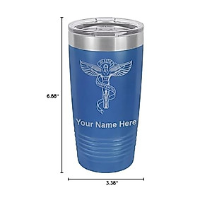 LaserGram 20oz Vacuum Insulated Tumbler Mug, Chiropractic Symbol, Personalized Engraving Included (Dark Blue)