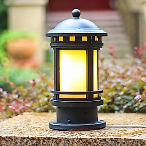 MODEBHD European Acrylic Column Lamps Victoria Glass Lantern Outdoor Table Lamp Waterproof Pillar Lawn Garden Lamp E27 Decoration Villa Landscape Grass Door Street Post Light Fixture