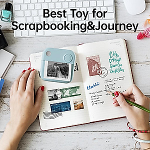 Mini Printer Sticker Thermal Printer with 3 Rolls Paper, Bluetooth Portable Phone Printer,Study Printer for Pictures, Photos, Journals, DIY, Compatible with Phone & Tablet…