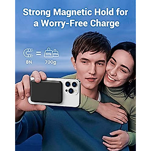 Wireless Power Bank, Yiisonger Slim 10000mAh Magnetic Portable Charger 22.5W PD Fast Charging, Mini Mag-Safe Battery Pack QC3.0 LED Display USB-C Compatible with iPhone 14&13/ Pro Max/Pro/Mini (Black)