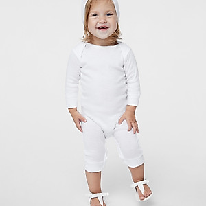 RABBIT SKINS Baby Long Sleeve Long Leg Bodysuit Boy & Girl | Newborn 0-3 to 24 Months, White, Newborn