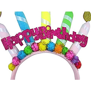 Happy Birthday Banner Headband with Candles Party Accessory