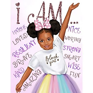 I Am: Black Girl Coloring Book With Positive Affirmations: Build Your Child's Confidence and Self-Esteem | African American Book for Kids (Black Girl Books With Positive Affirmations)