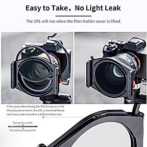 K&F Concept X PRO Square Filter Holder System Kit (Filter Holder + 95mm Circular Polarizer + Square ND1000 Filter + ND8 + ND64 + 4 Filter Adapter Rings) for Camera Lens