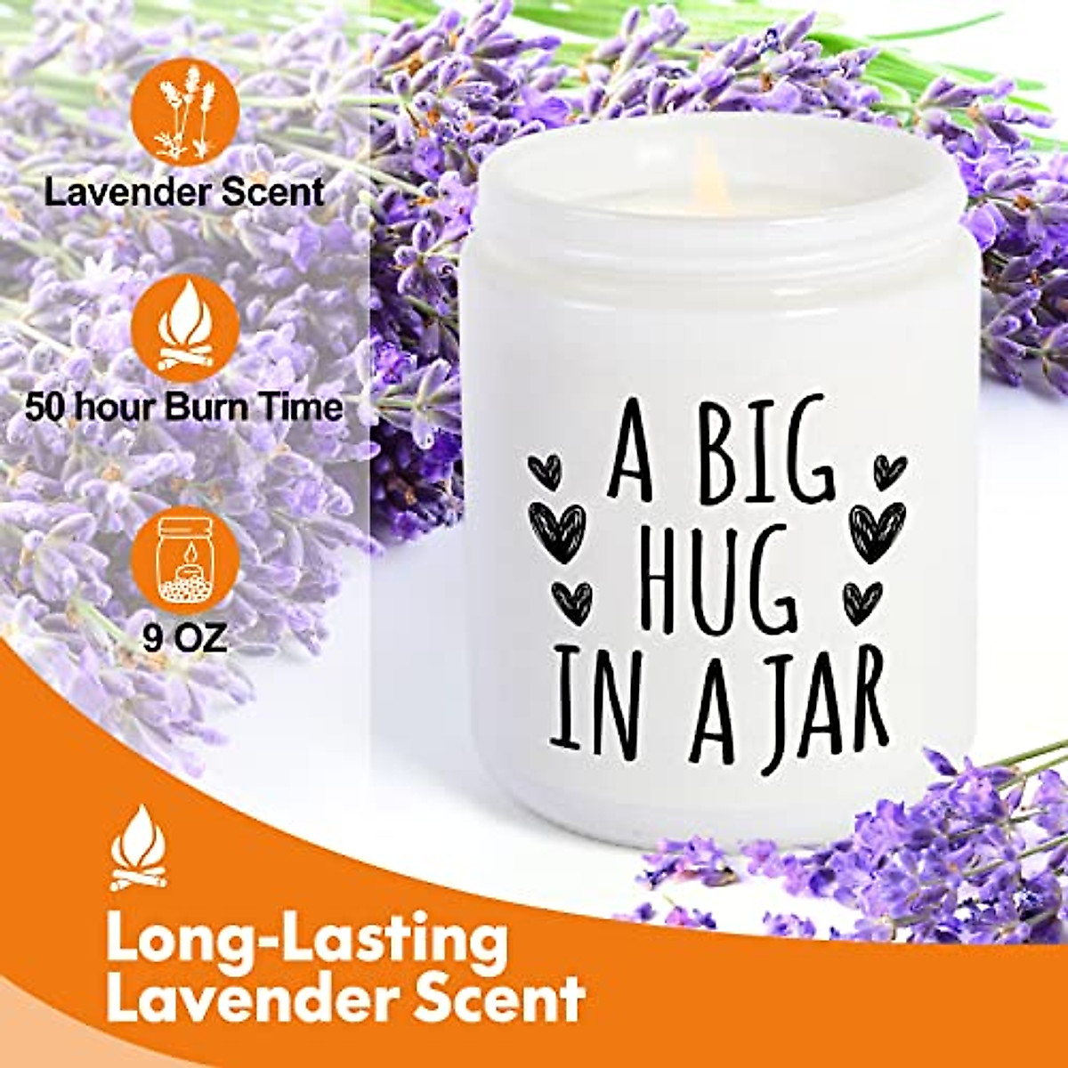 Gifts for Women, Thinking of You Gifts, Mothers Day Gifts,Birthday Gifts, Feel Better,Cheer Up,Get Well Soon Gifts for Women Men Friends Mom Wife Him Coworker, Lavender Candles(White)