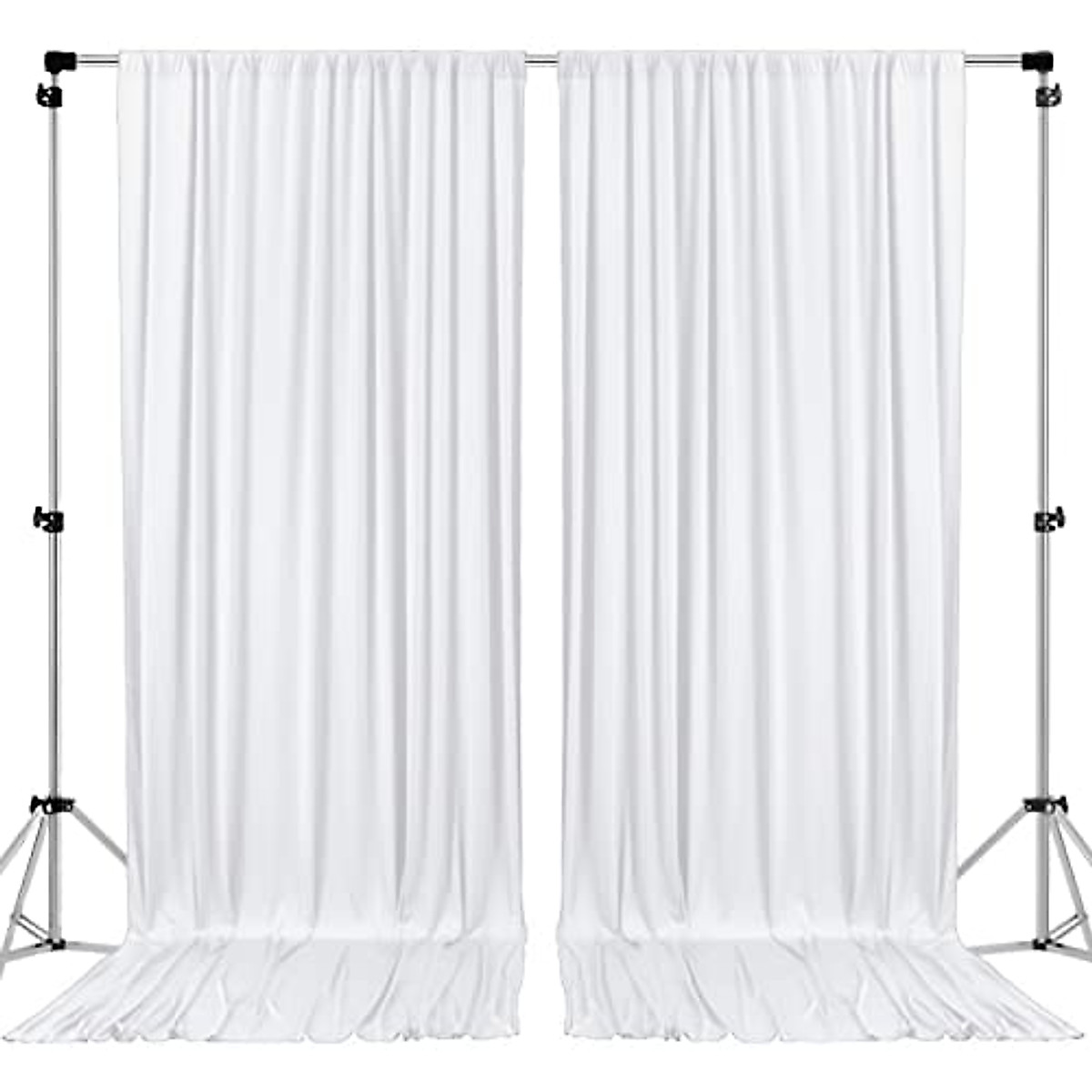 AK TRADING CO. 10 feet x 10 feet Polyester Backdrop Drapes Curtains Panels with Rod Pockets - Wedding Ceremony Party Home Window Decorations - White
