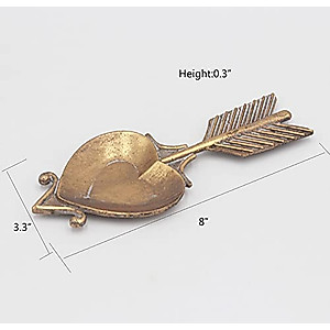 Funly mee Antique Trinket Dish Vintage Love arrow Gold Jewelry Tray , Marriage Ring Holder 8 x 3.3 inches