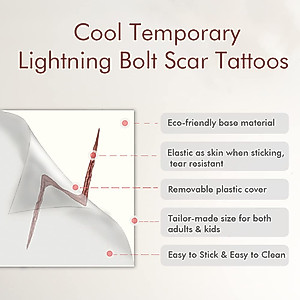 YoHold Wizard Tattoos Temporary,Lightning Bolt Scar Tattoos Sticker for Halloween, Magical Costumes Party Supplies Decorations, 24 PCS