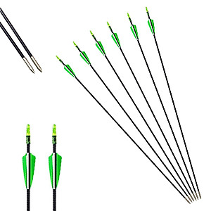 NC93 31Inch Archery Target Practice Arrows Fiberglass Arrows for Youth Children Beginner Recurve Bow Traditional Bow Shooting (6pcs) (Green)
