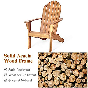 Giantex Adirondack Chairs and Table Set 3PCS Wooden W/Two Lounger Chairs and One Side Table for Yard, Patio, Garden, Poolside and Balcony Outdoor& Indoor Tables and Adirondack Chairs Set