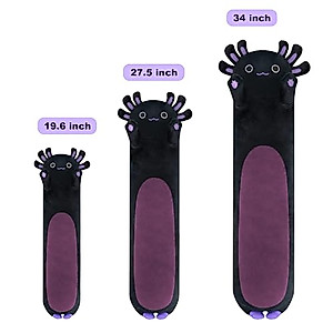 PEACH CAT Long Black Axolotl Plush Pillow Toy Cute Axolotl Stuffed Animal for Kids 27.5"