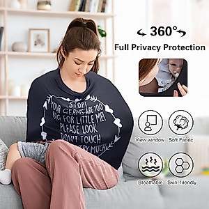 Car Seat Cover for Babies, Stop No Touch Sign Nursing Cover Breastfeeding Cover, Stretchy Infant Carseat Canopy, Multi Use Cover Shopping Cart/High Chair/Stroller Covers, Super Soft Breathable