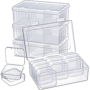 Clear Plastic Storage Cases Small Beads Organizer Container Transparent Boxes with Hinged Lid for Small Items with Hinged Lid and Rectangle Clear Craft Supply Cases (52 Pieces)