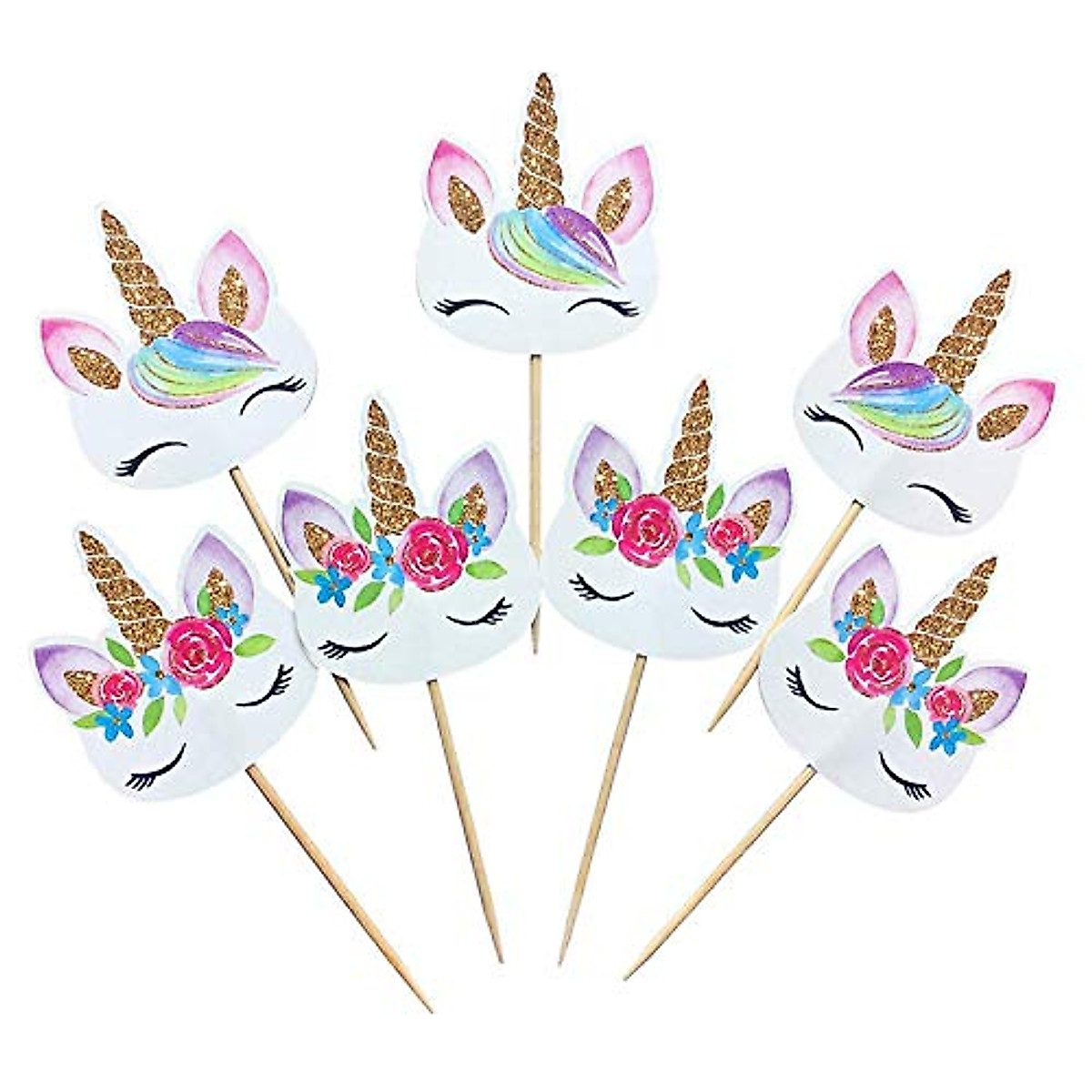 24 pcs Unicorn Cupcake Toppers party supplies cake decorating Insert card choose children birthday party wedding cake banner Decoration