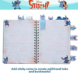 Innovative Designs Disney Stitch Tab Journal Spiral Notebook, Ballpoint Pen, Sticky Tabs, 96 Lined Pages, Blue