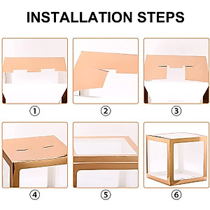 Fonder Mols 4pcs Rose Gold Transparent Balloon Boxes with MISS TO MRS Letters for Wedding Bridal Shower Engagement Cake Smash Backdrop(No Balloons)