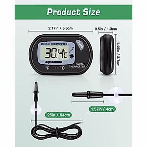 Zacro Petbank Digital Aquarium Thermometer, Fish Tank Thermometer, Water Thermometer with Large LCD Display, Reptile Thermometer for Fish Tank Water Terrarium