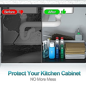 UEAKPIC Under Sink Mat 34" x 22", Waterproof Silicone Undersink Mat for Kitchen, Bathroom, Cabinet Protector Fits 36" Standard Cabinets, Under Sink Tray Liner Up to 2.2 Gallons Liquid (Black)