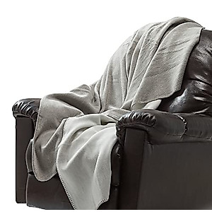 Arus Home Collection Cotton Blend Double Sided Reversible Luxury Throw Blanket Gray-Ivory 60"X80"
